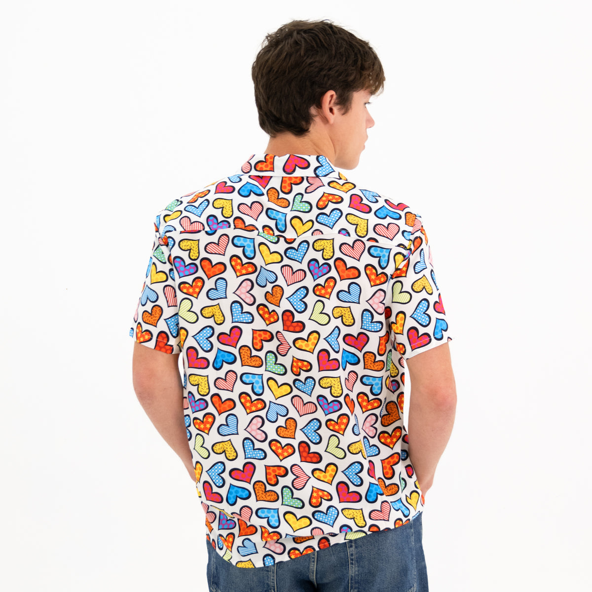 BRITTO® MEN'S SHORT SLEEVE BUTTON DOWN SHIRT - COLORFUL HEARTS – Shop ...
