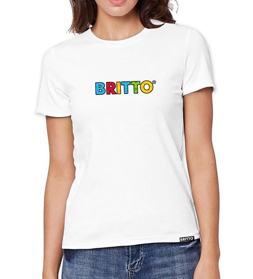 BRITTO® T Shirt - White with Primary Colors - (Women) – Shop Britto
